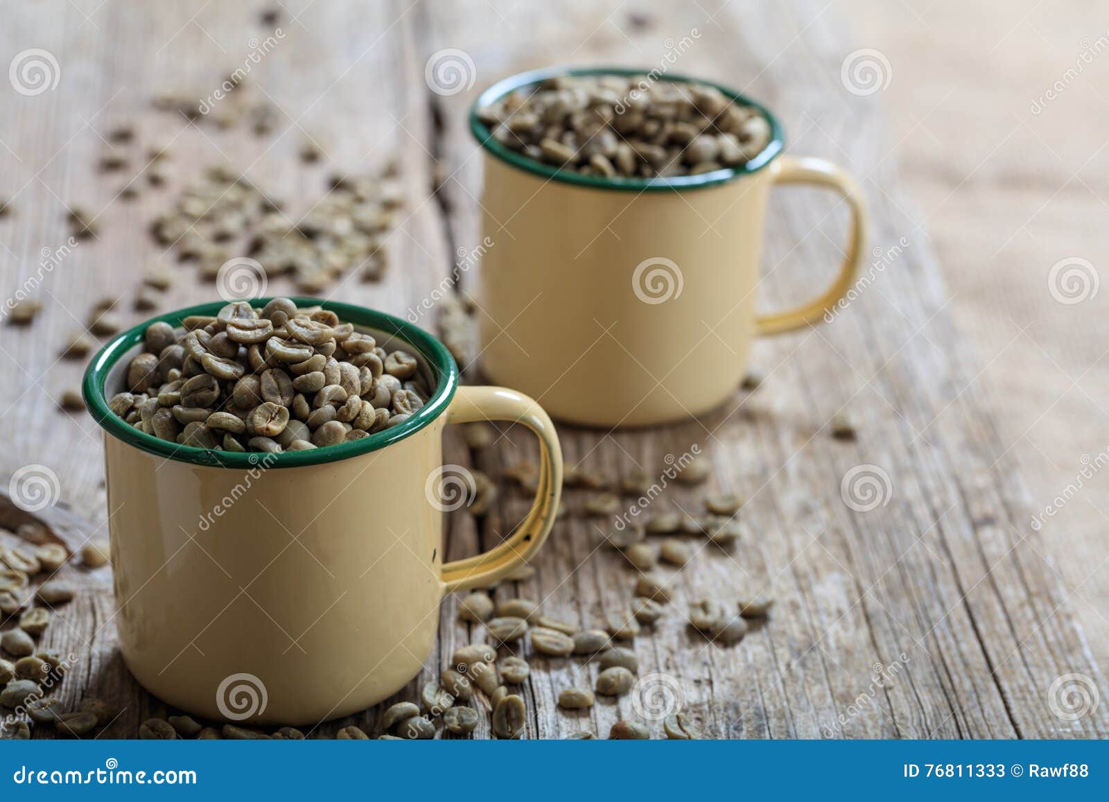 Green Coffee Beans in Two Cups Stock Image - Image of metallic, aroma ...