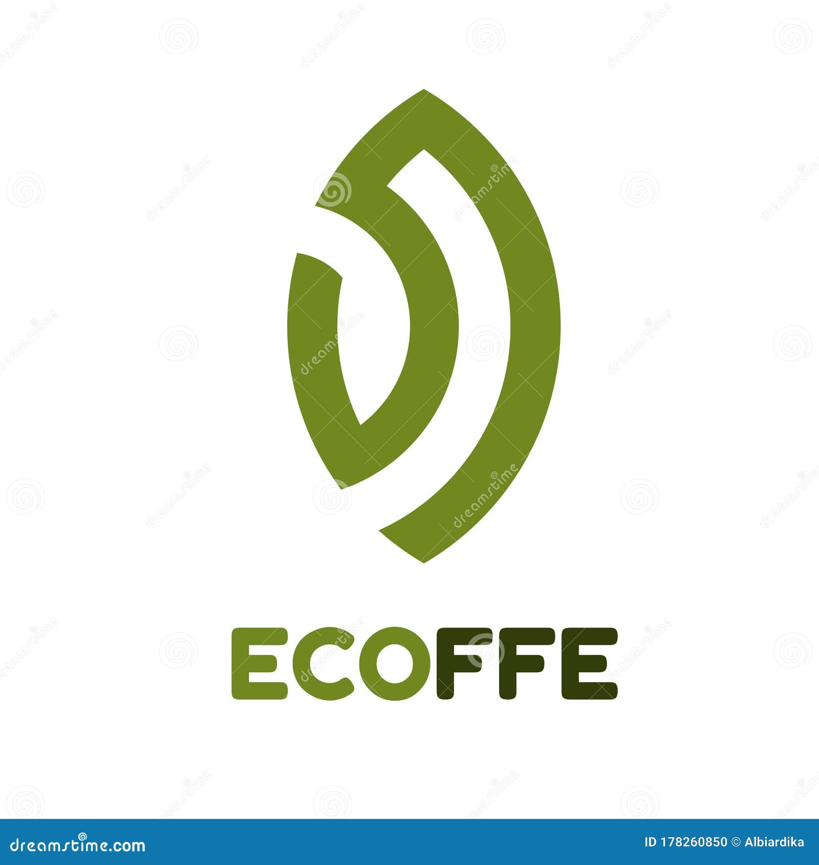 Eco Coffee Bean Green Leaf Nature Monogram Logo Design Illustration ...
