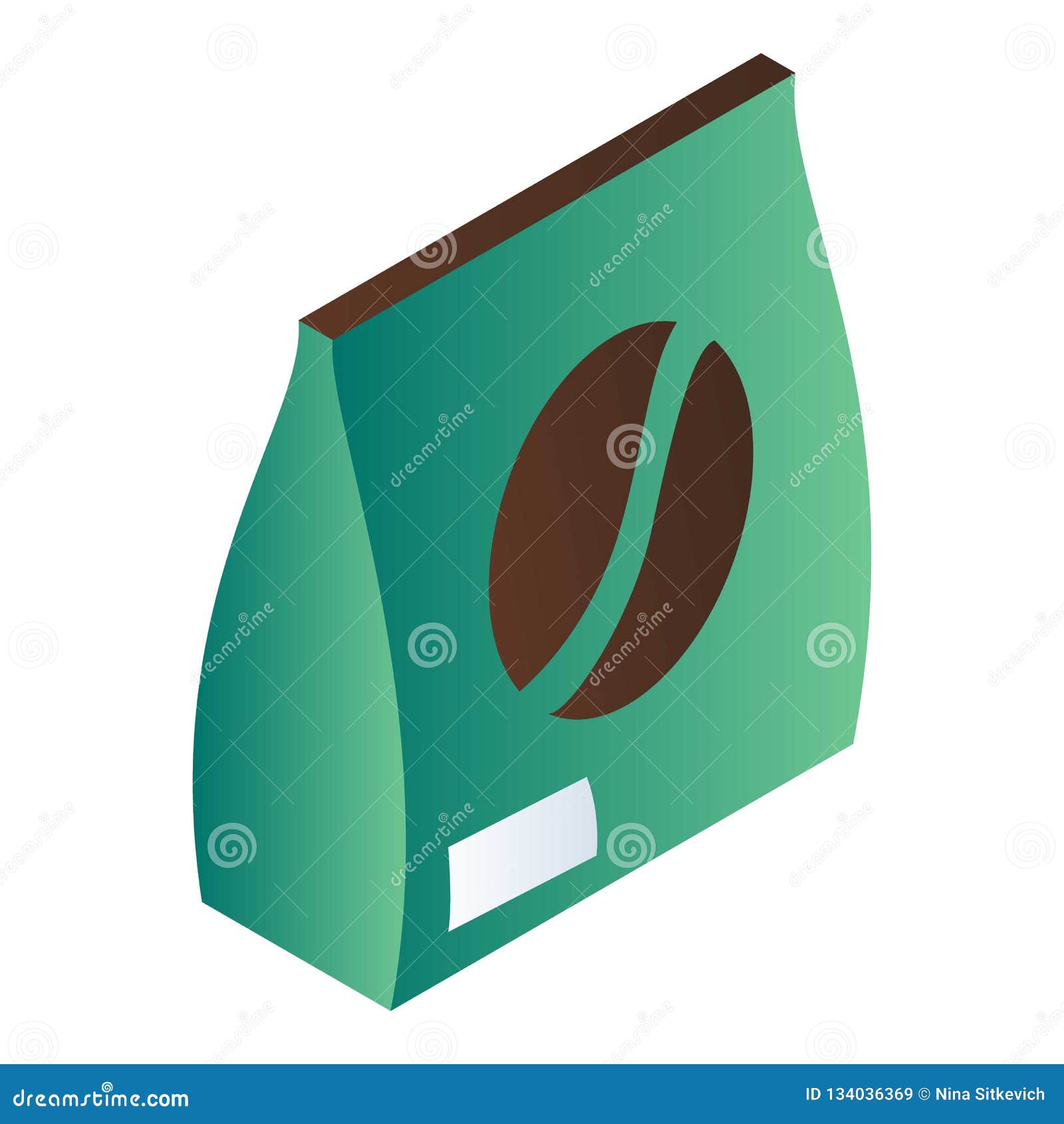 Green Coffee Package Icon, Isometric Style Stock Vector - Illustration ...