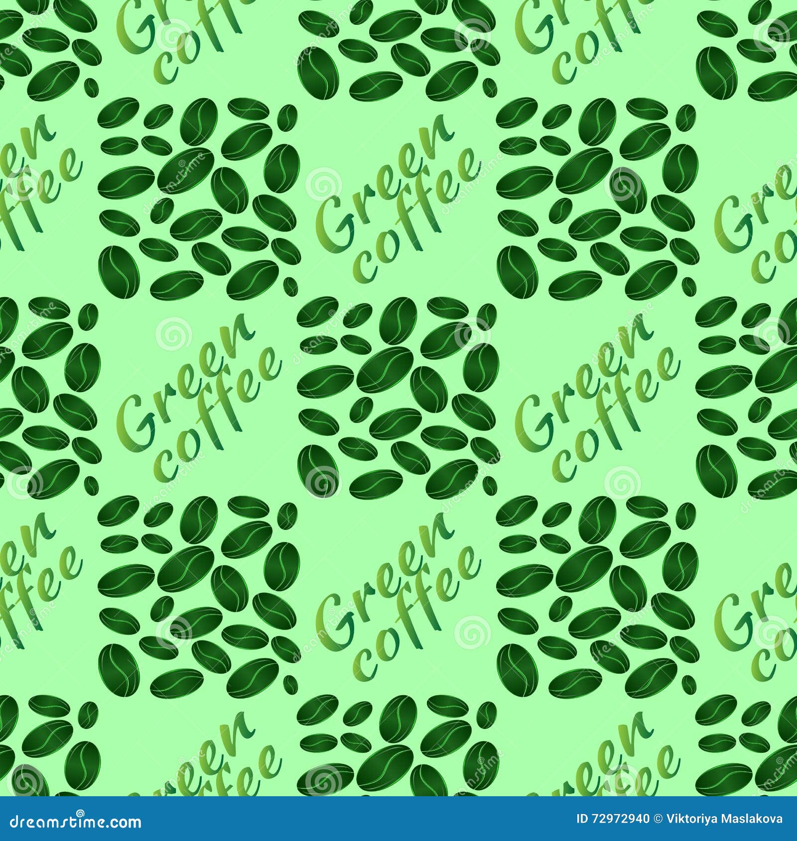 Green Coffee Seamless Pattern Stock Vector - Illustration of dotted ...
