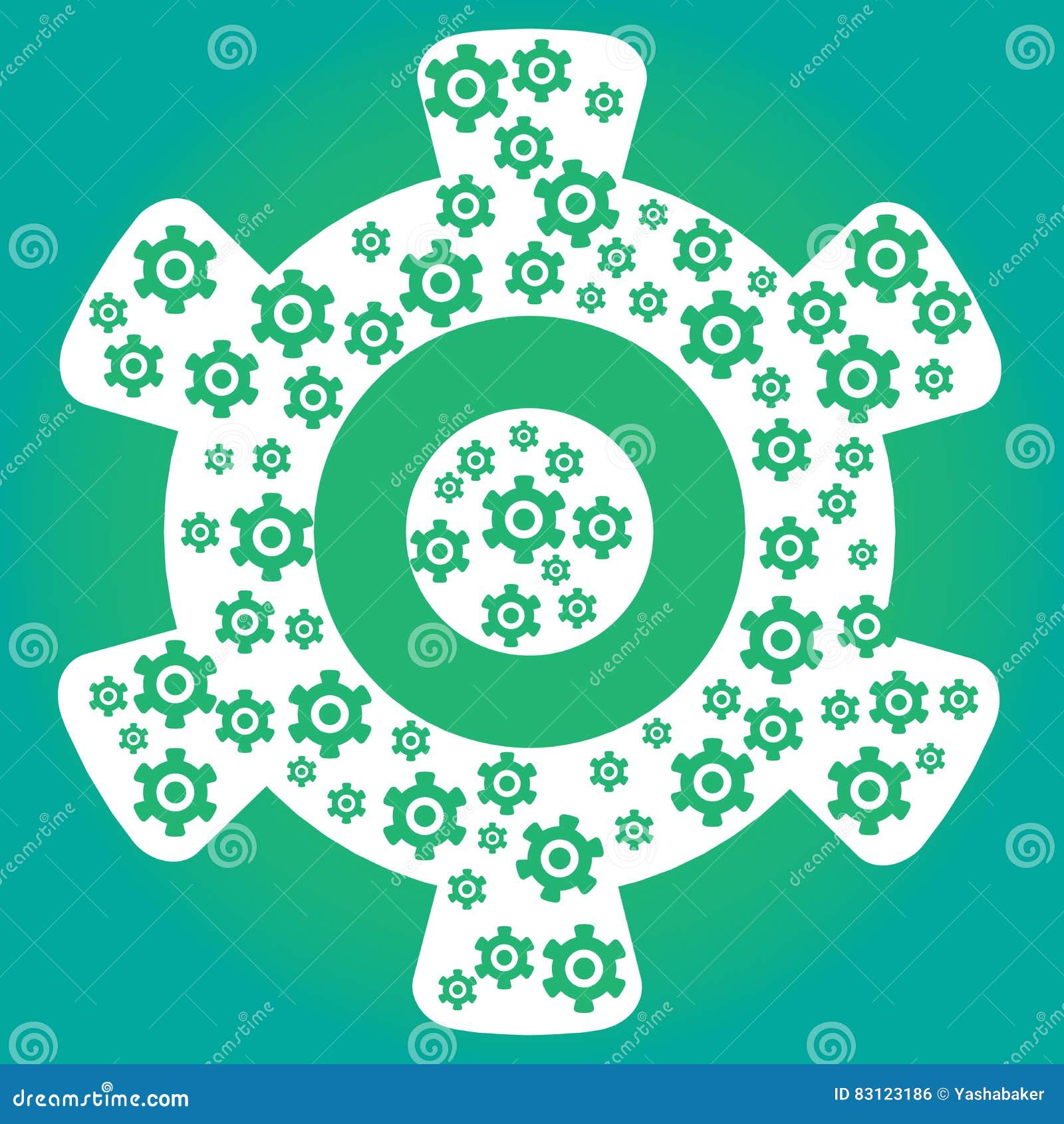 Green Cog Wheel with Many Small Cogs Inside Stock Illustration ...