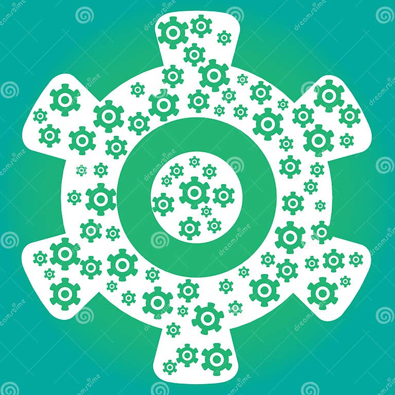 Green Cog Wheel with Many Small Cogs Inside Stock Illustration ...