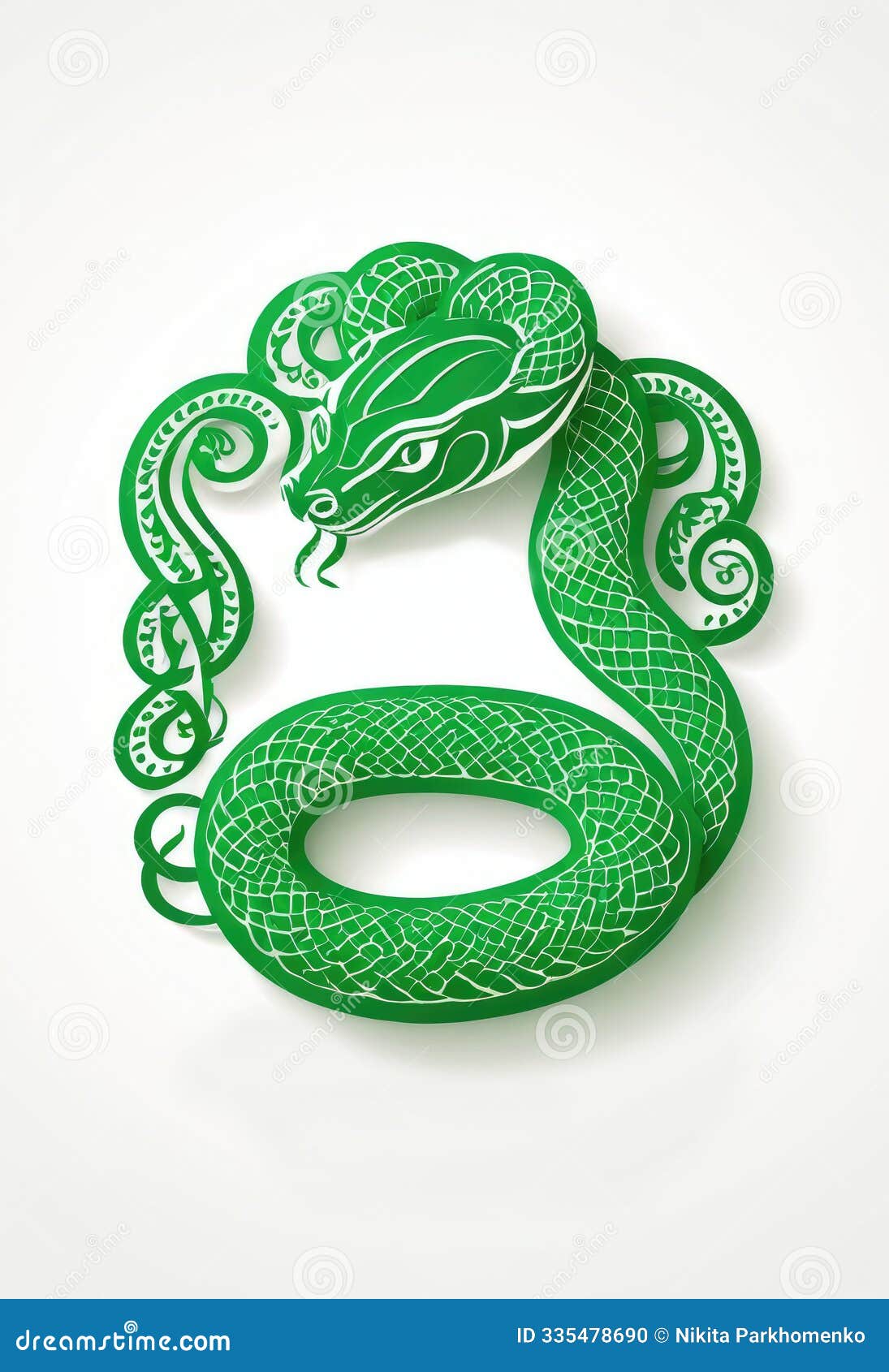 A Green Snake is Coiled in a Circle, Forming the Ancient Ouroboros ...