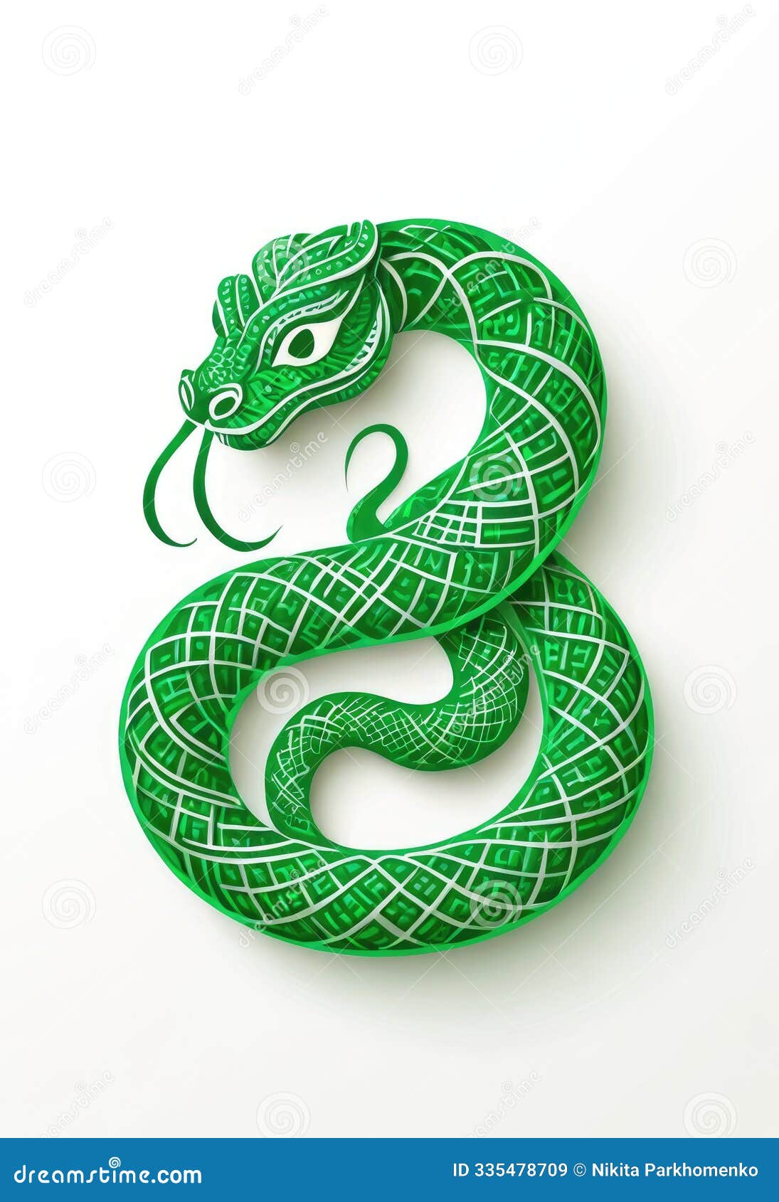 A Green Snake is Coiled in a Circle, Forming the Ancient Ouroboros ...