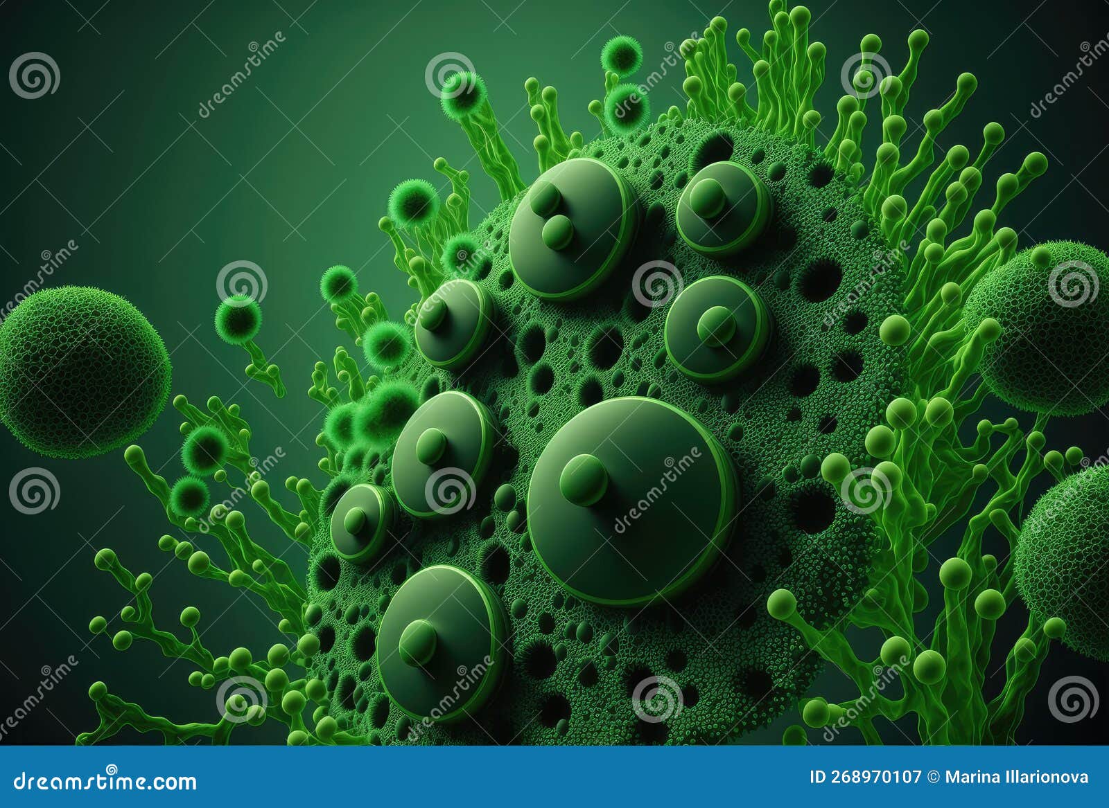 Green Colony of Microorganisms Bacteria, Plankton Under Microscope ...