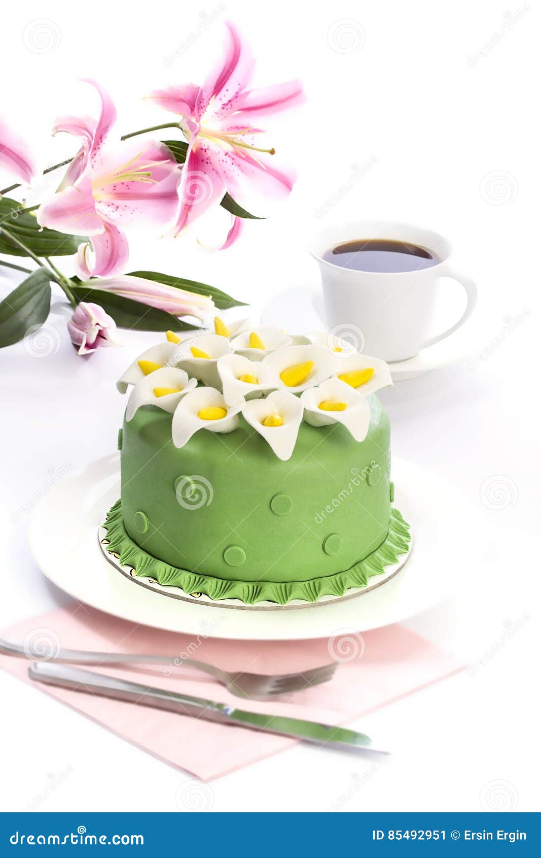 Green color cake stock image. Image of cake, cooking - 85492951