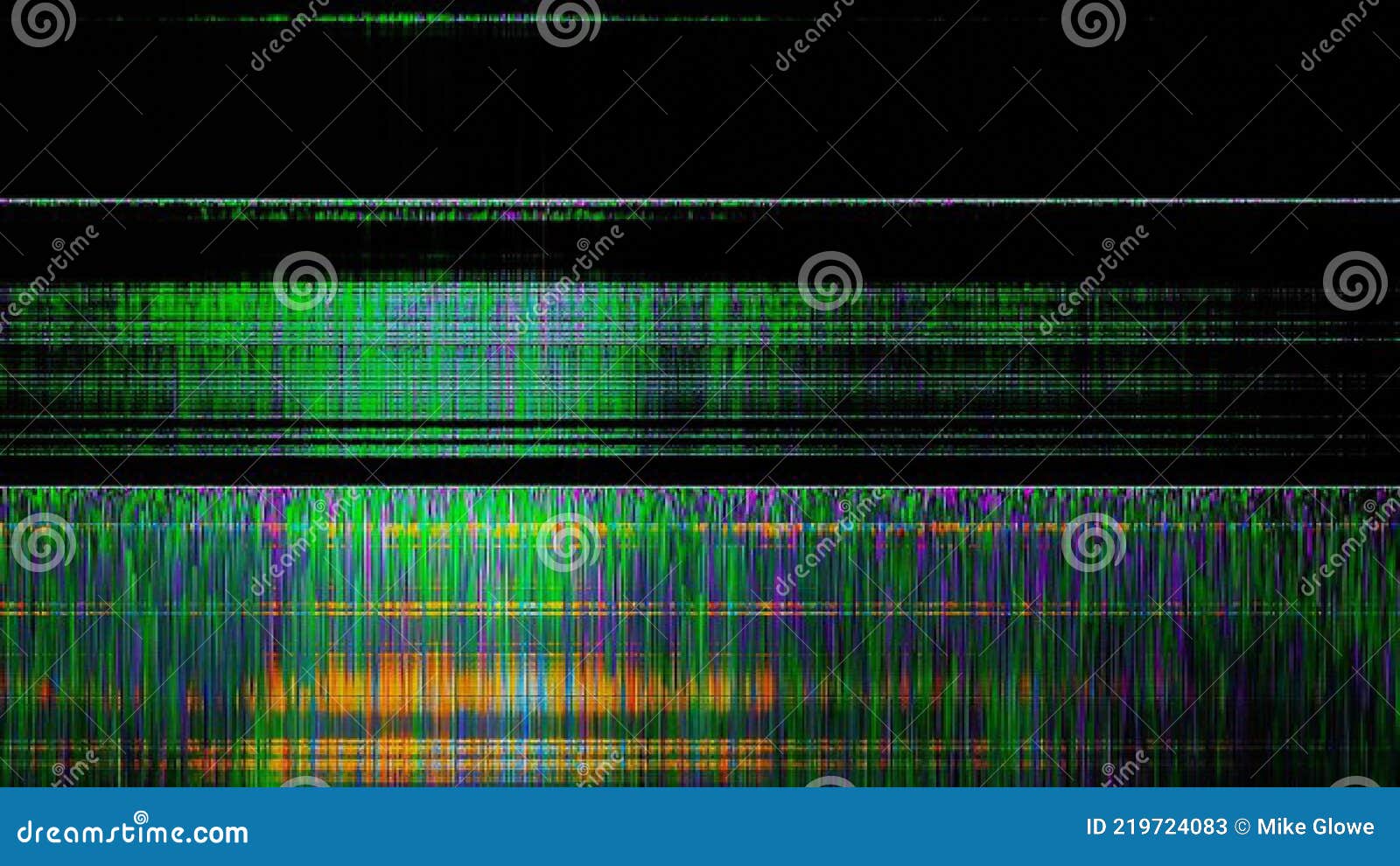 Green Color Distortion and Interference on a Black Background for the ...