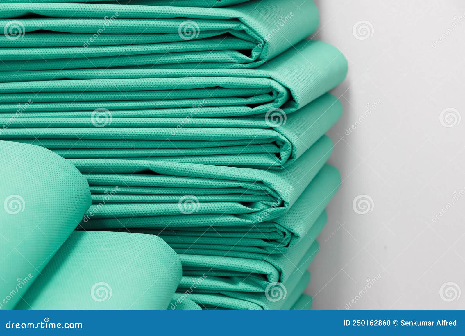Green Color Folded Drape Sheet Stock Photo - Image of single, green ...