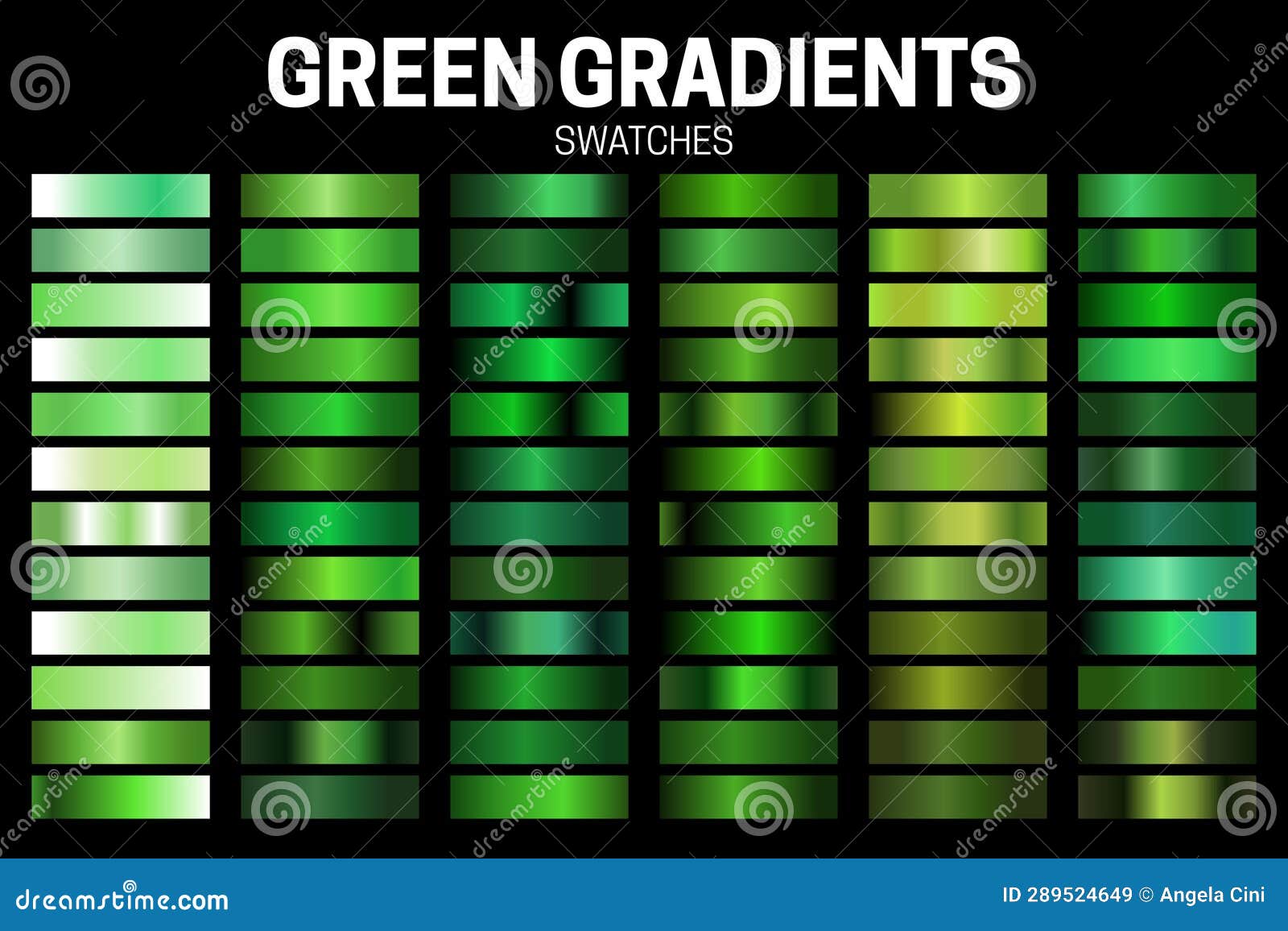 Green Color Gradient Collection of Swatches Stock Vector - Illustration ...