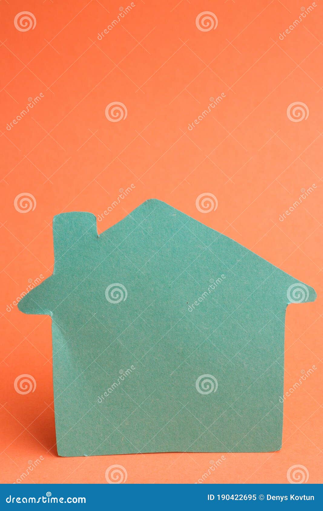 Green Color House Shape on Orange Background. Stock Image - Image of ...