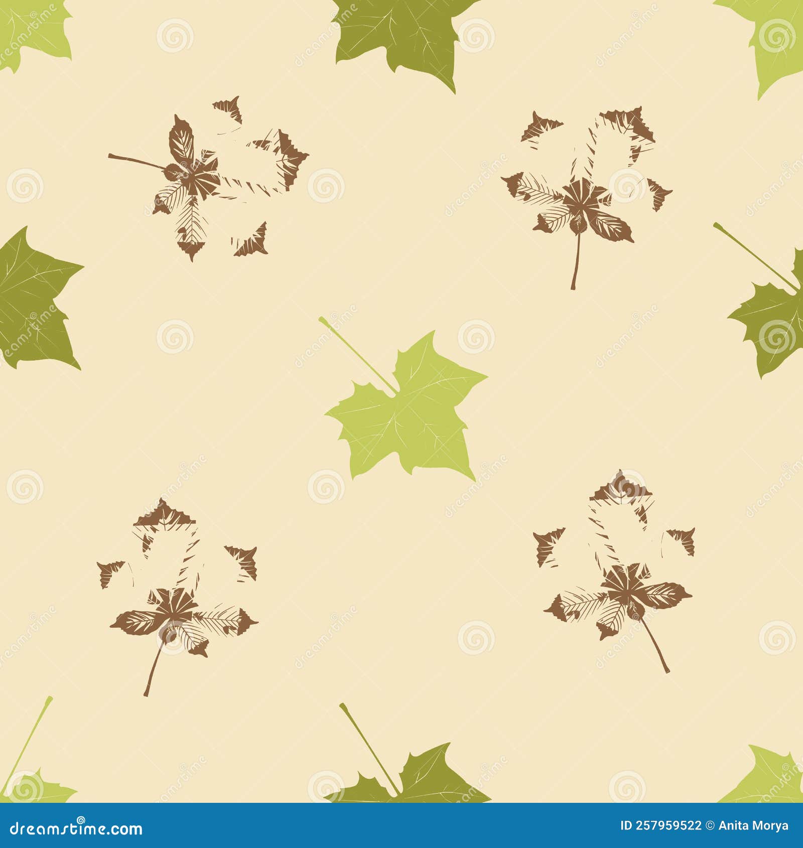 Green Color Leaf Repeat Pattern Stock Illustration - Illustration of ...