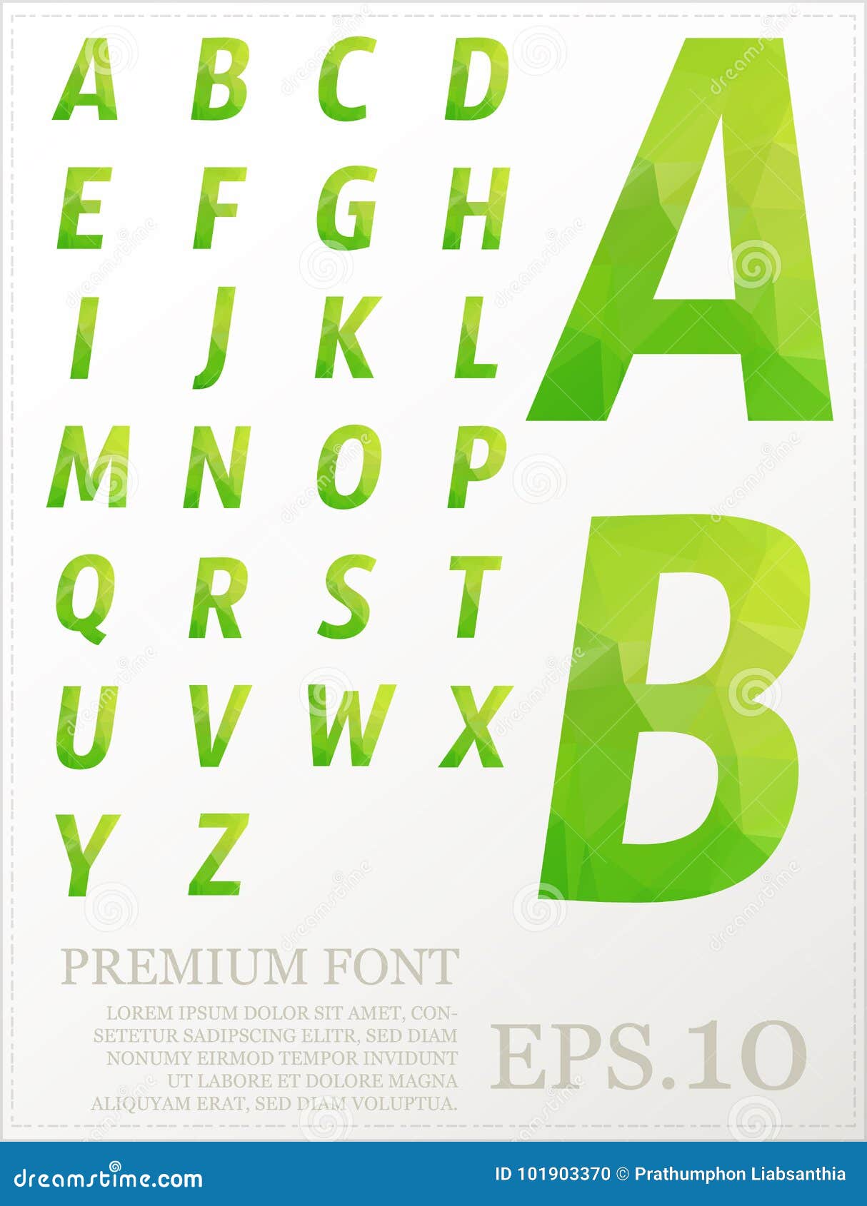 Green Color Letters in Low Poly Style. Multicolored Vector Stock Vector ...