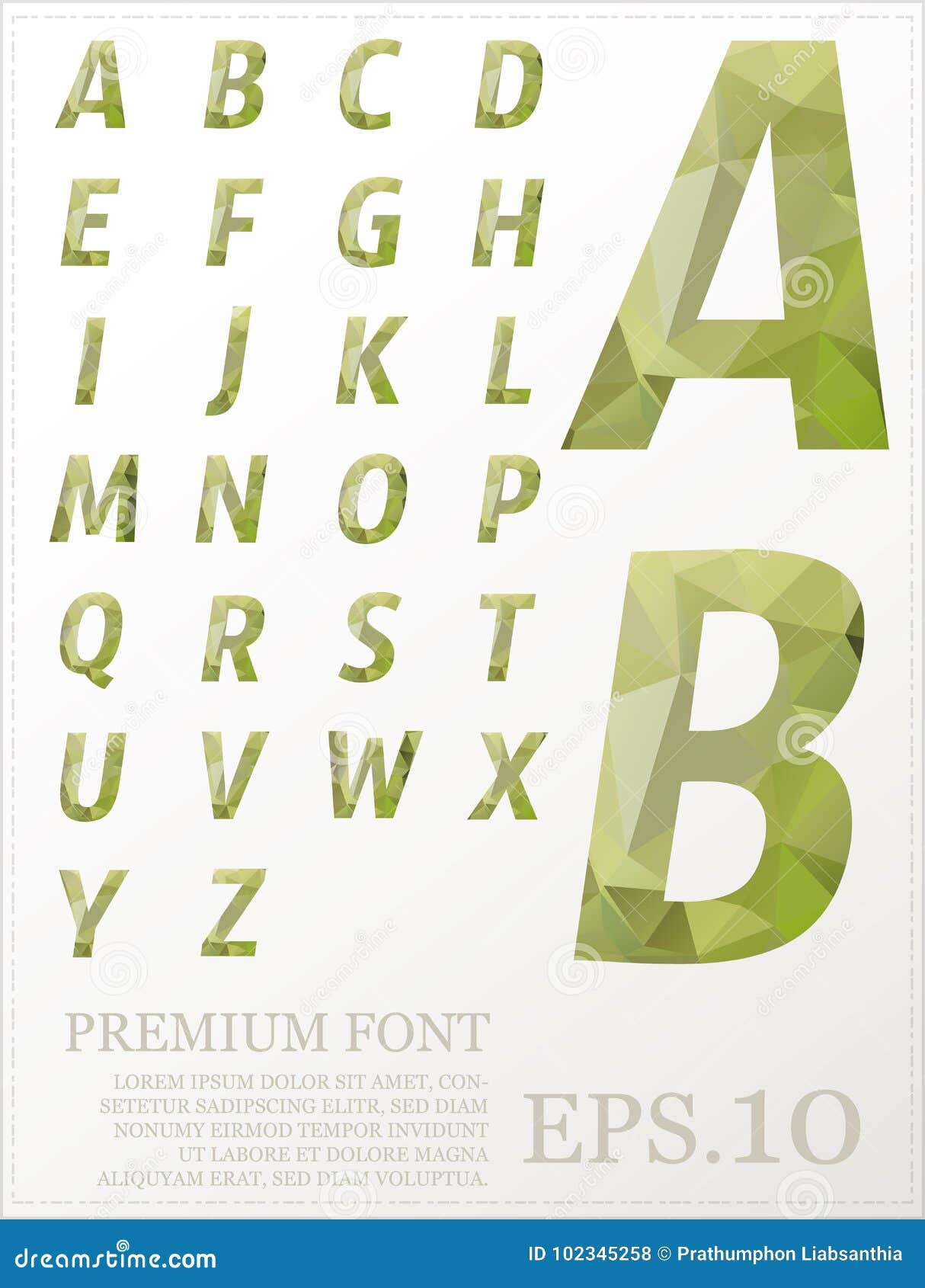 Green Color Letters in Low Poly Style. Multicolored Vector Stock Vector ...