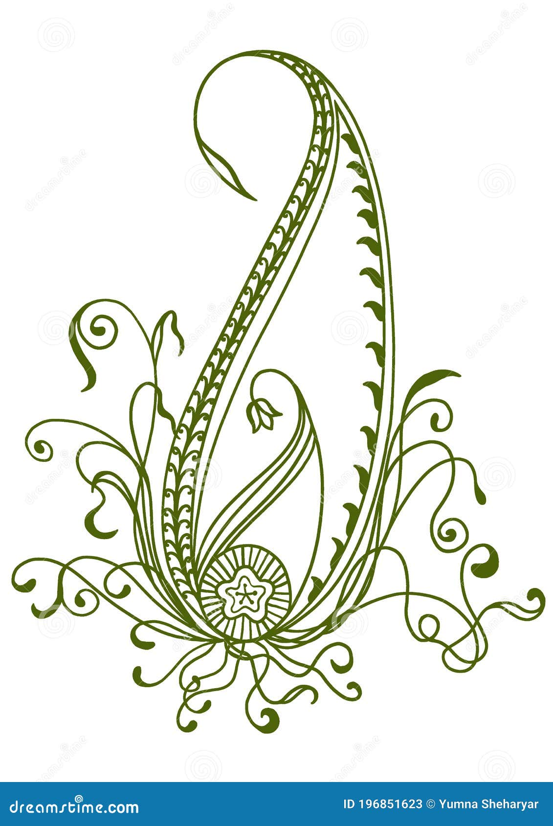 Green color paisley stock illustration. Illustration of calligraphy ...