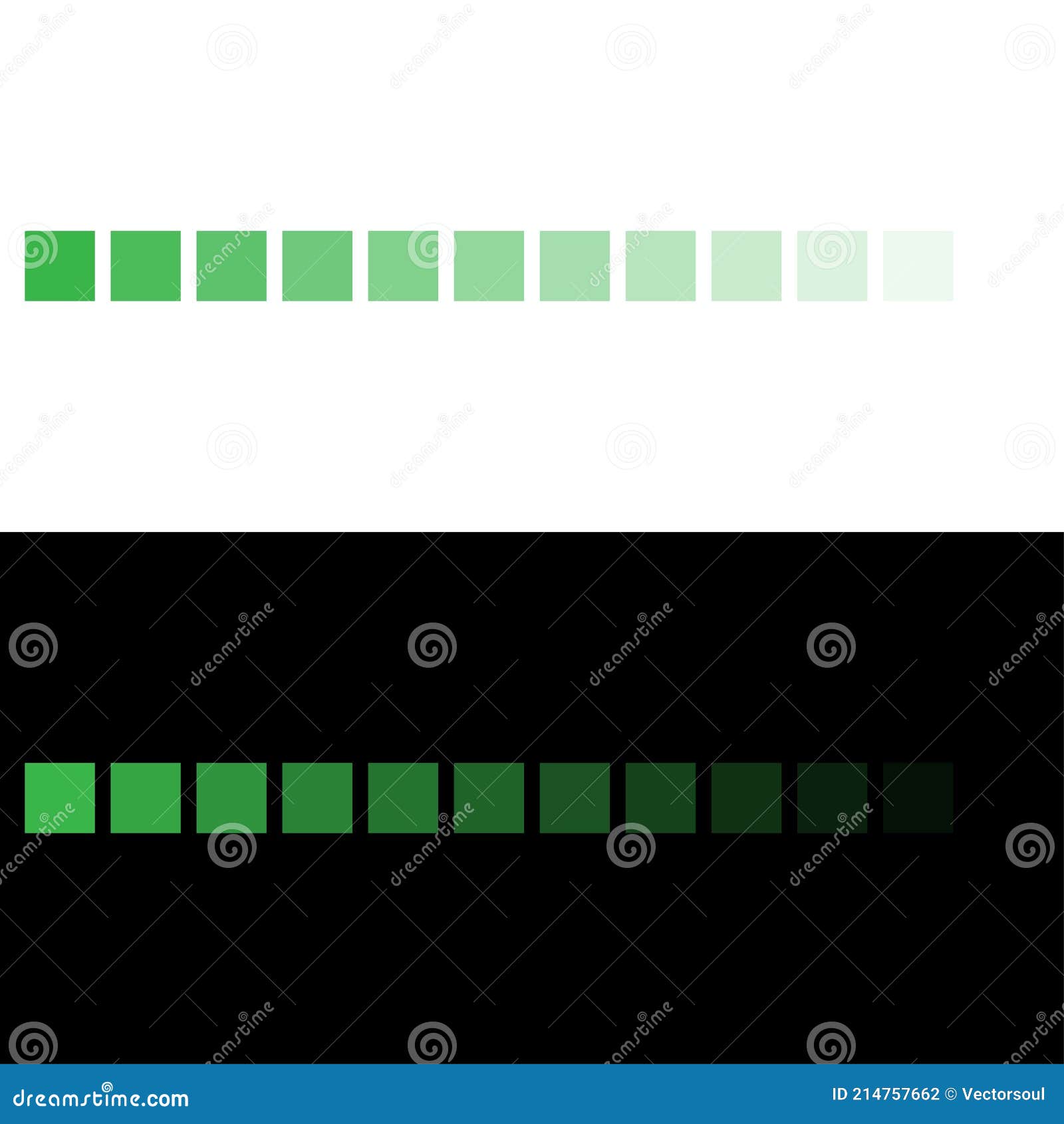 Green Color Palette Fading into Transparency. Green Color Spectrum ...