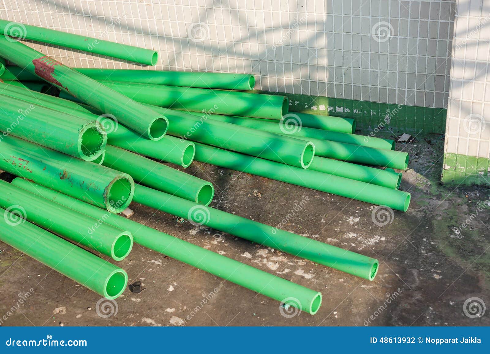 Green Color Plastic Tubes for Industry Stock Photo - Image of closeup ...