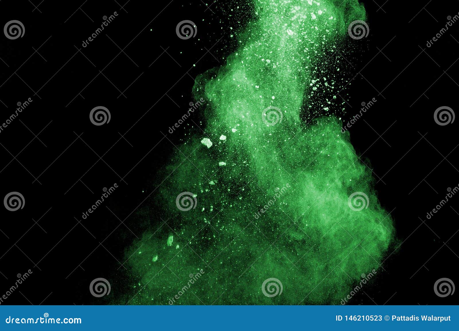 Green Color Powder Explosion Cloud On Black Background.Green Dust ...