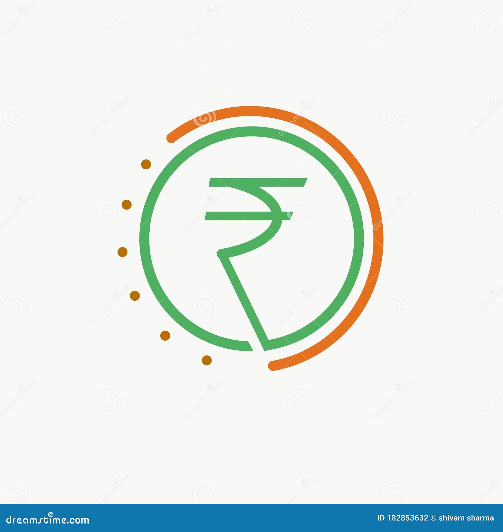 Green Color Rupee Sign in Orange Circle Stock Illustration ...