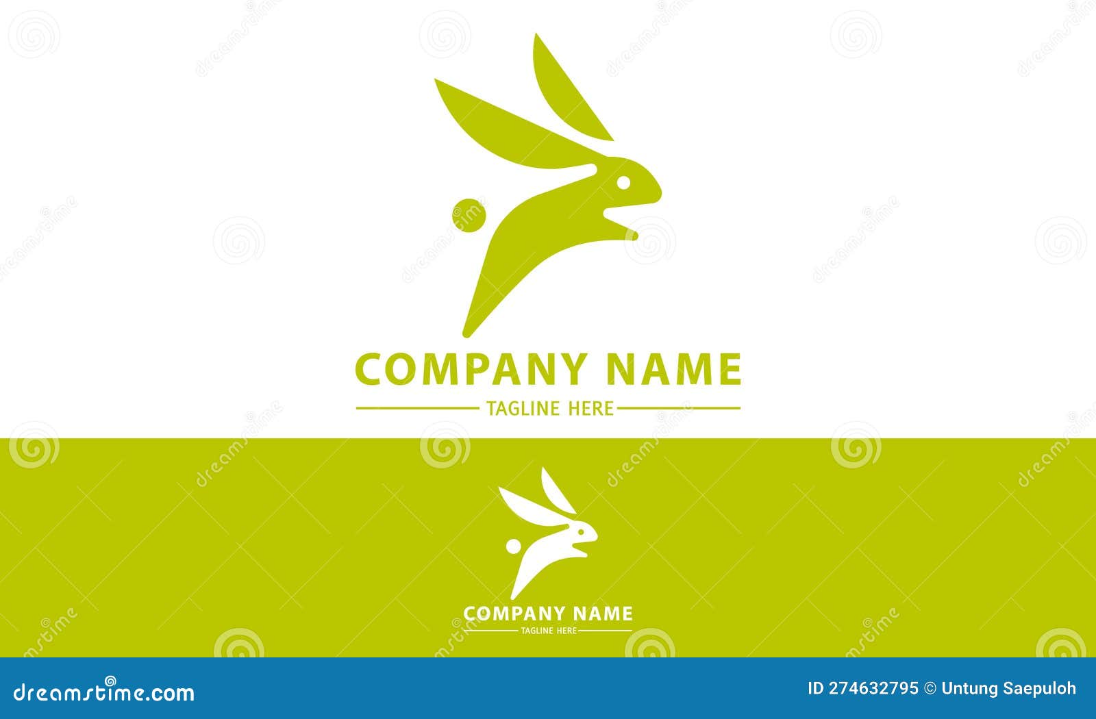 Green Color Simple Rabbit Jump Logo Design Stock Vector - Illustration ...
