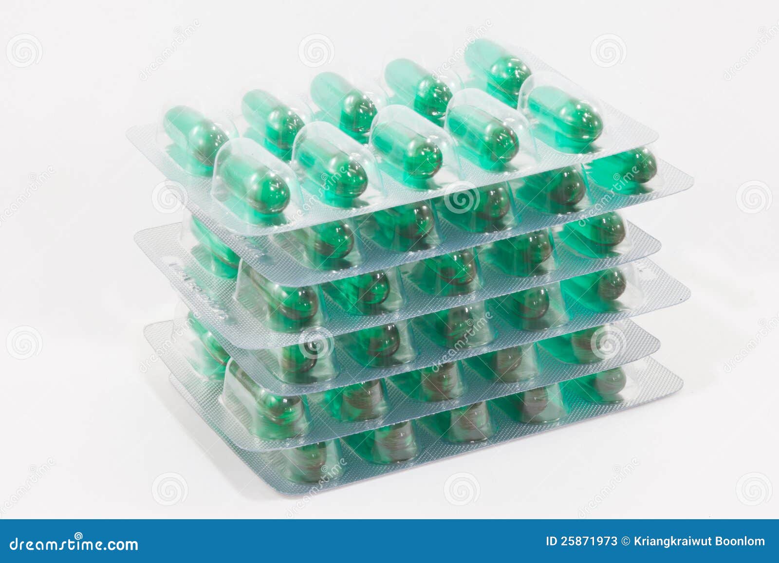Green Color of Soft Capsules in the Strips Stock Image - Image of dose ...