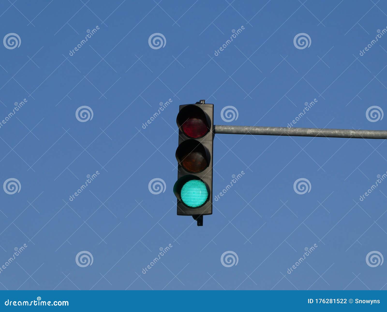 Green Color on the Traffic Light with Blue Sky Stock Photo - Image of ...