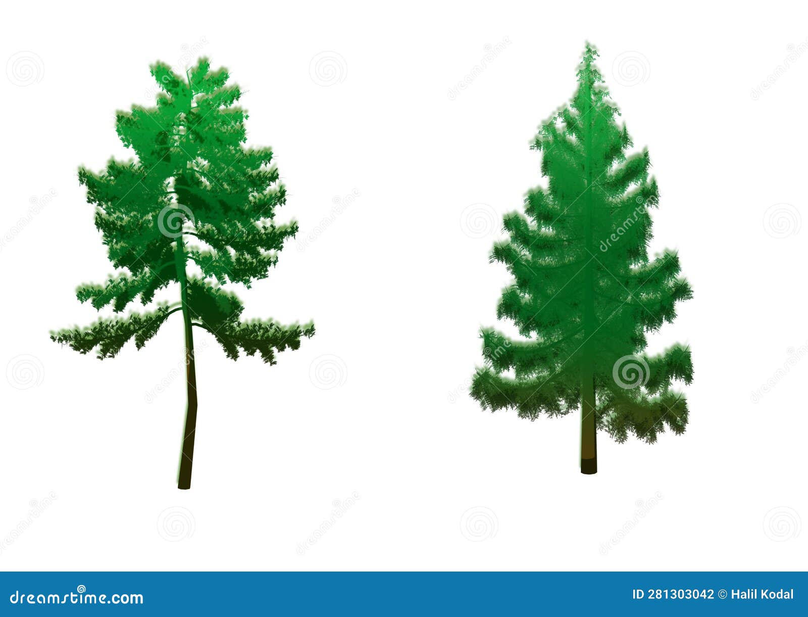 Green Color Tree Drawing. Illustrator Visual Stock Illustration ...