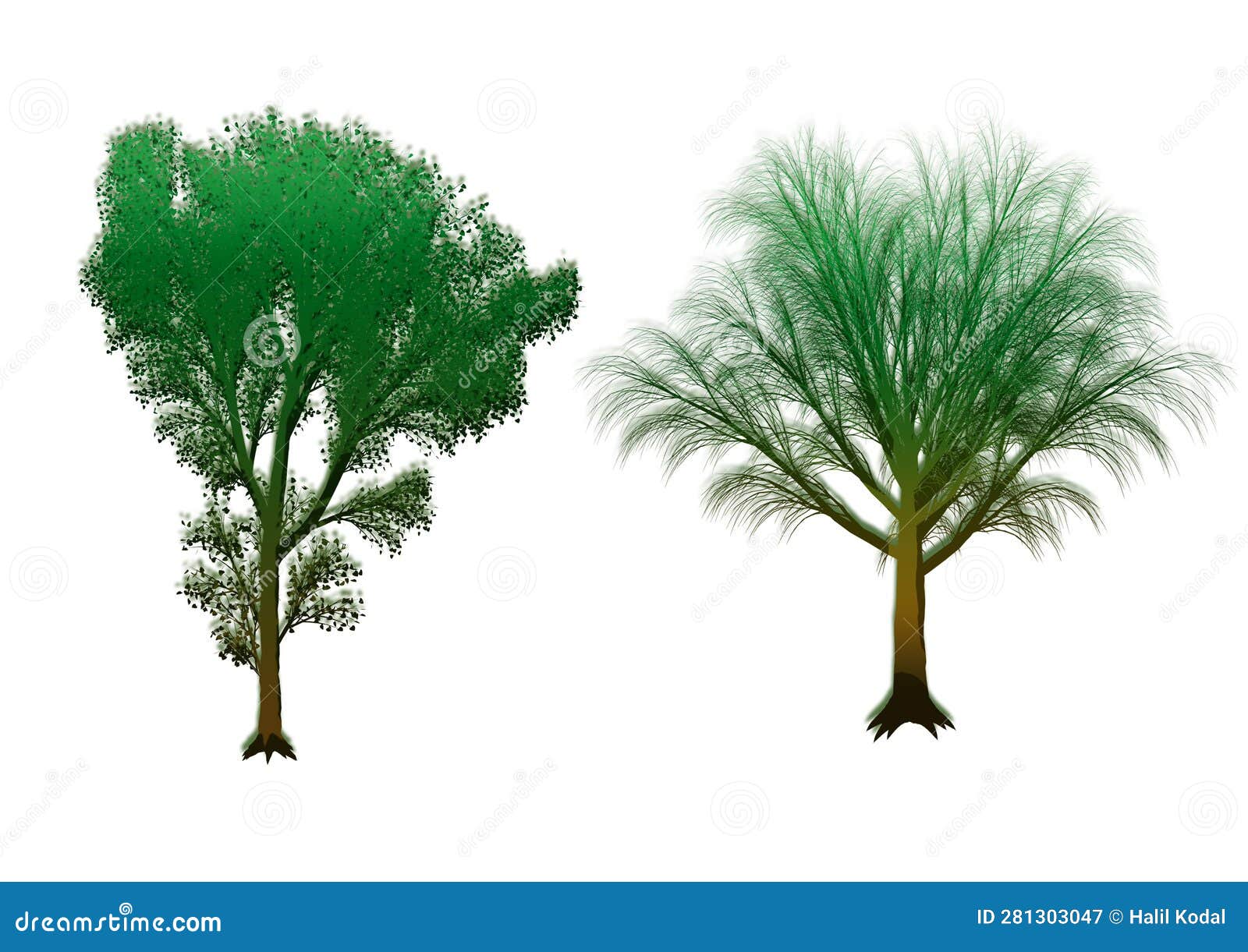 Green Color Tree Drawing. Illustrator Visual Stock Illustration ...
