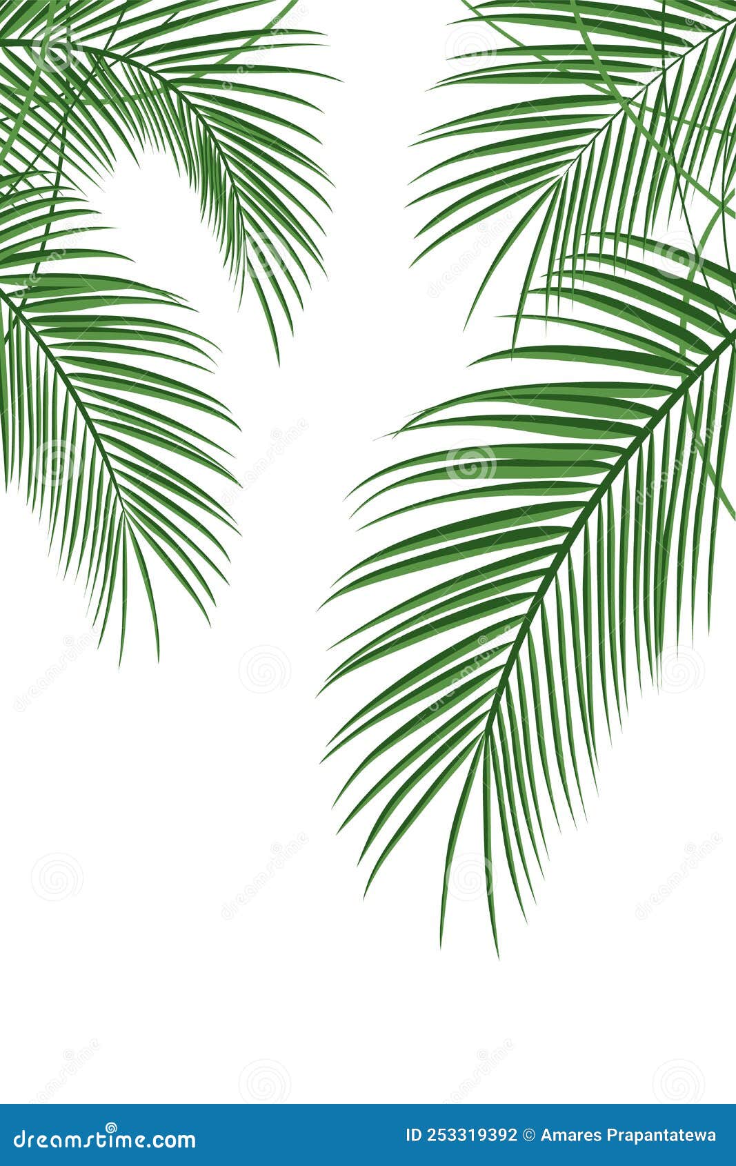 Green Color of Tropical Leaves Pattern Style on White Color Background ...