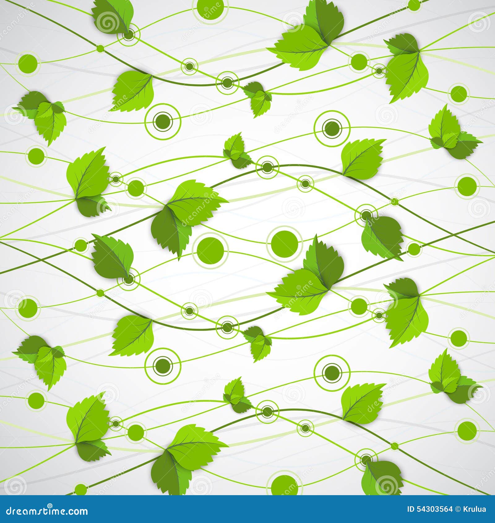 Green Color Wave with Leaves. Stock Vector - Illustration of background ...