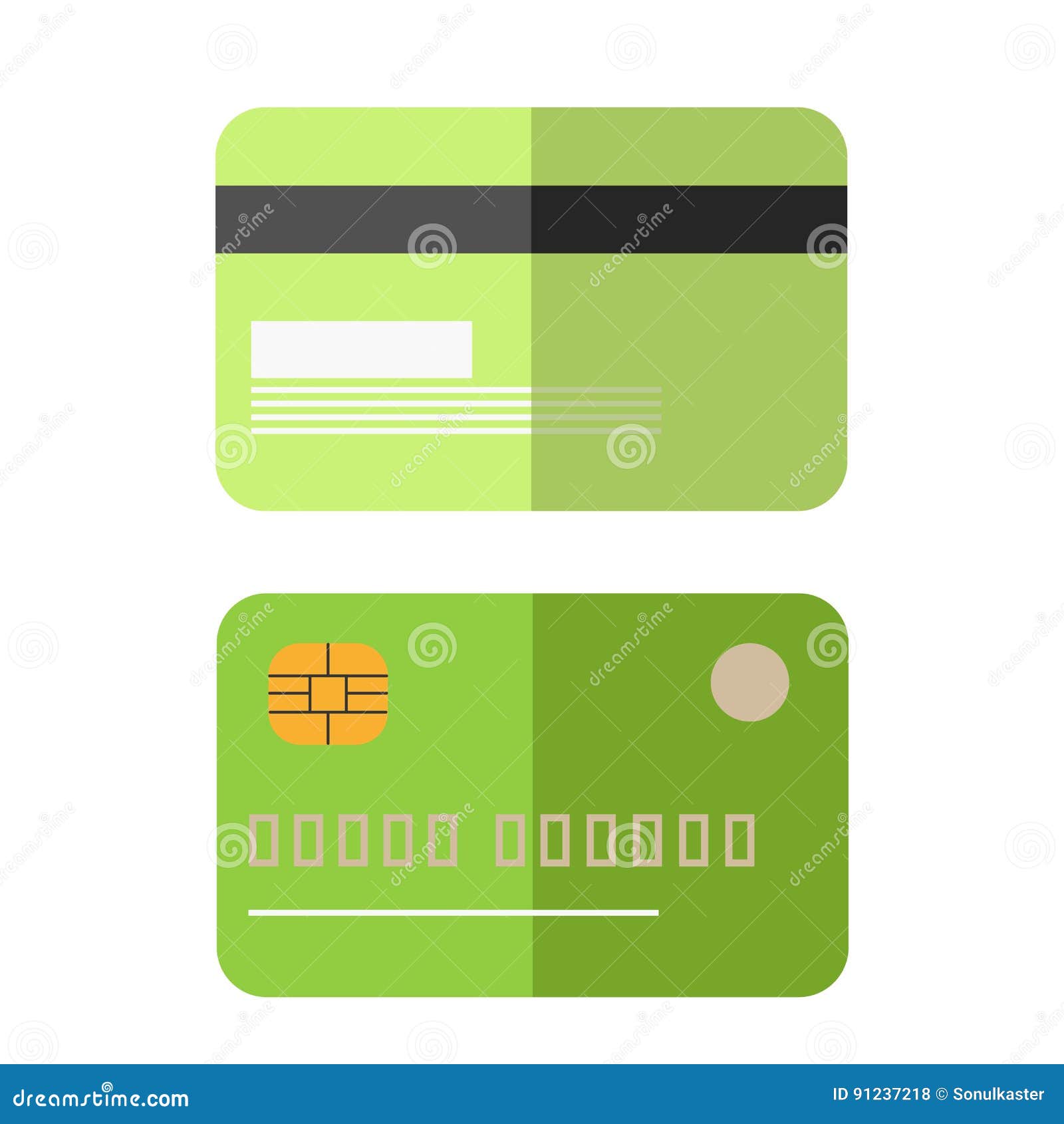 Green colored credit card stock vector. Illustration of element - 91237218