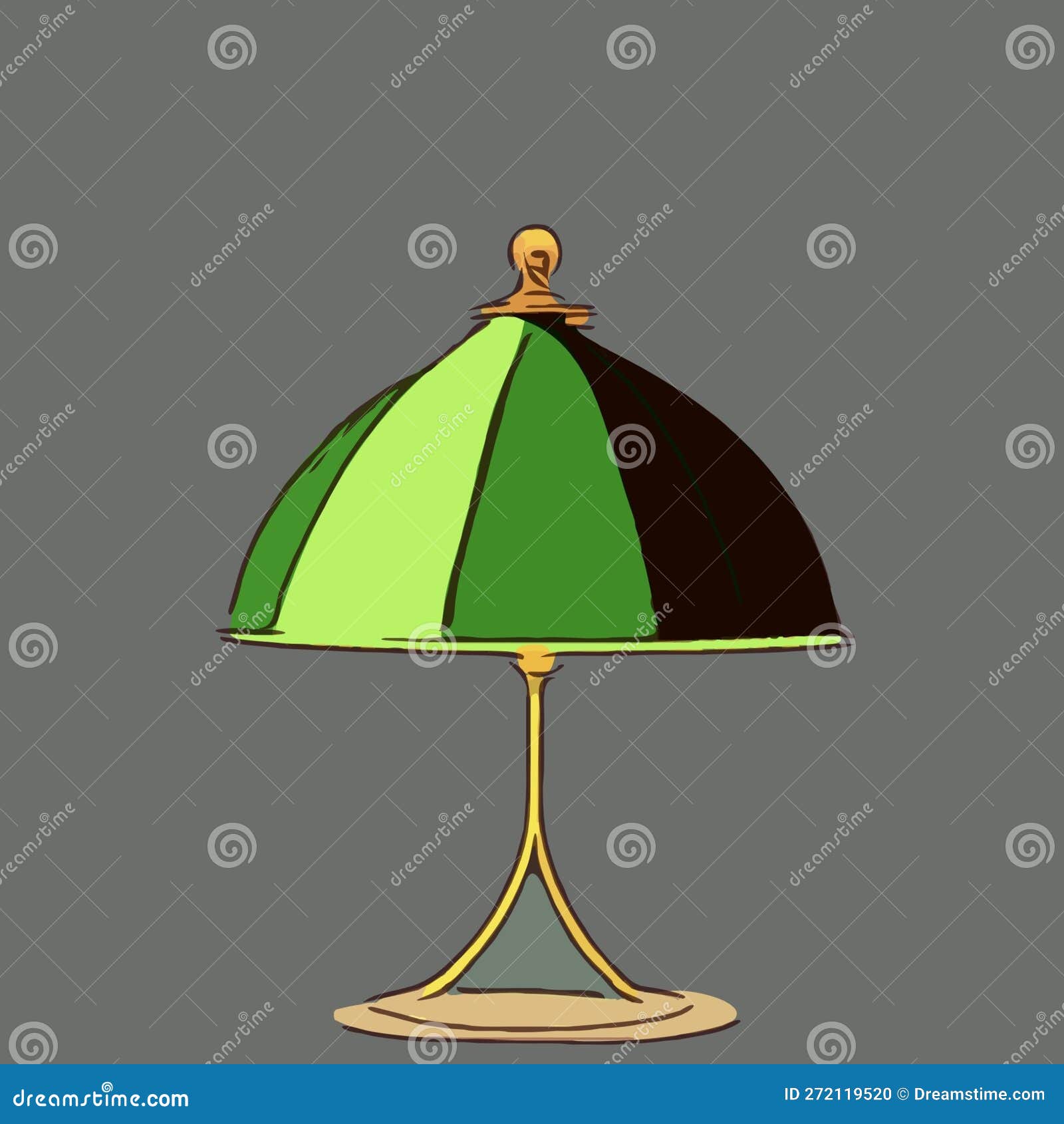 A Green-colored Lamp on a Solid Grey Background. Stock Illustration ...