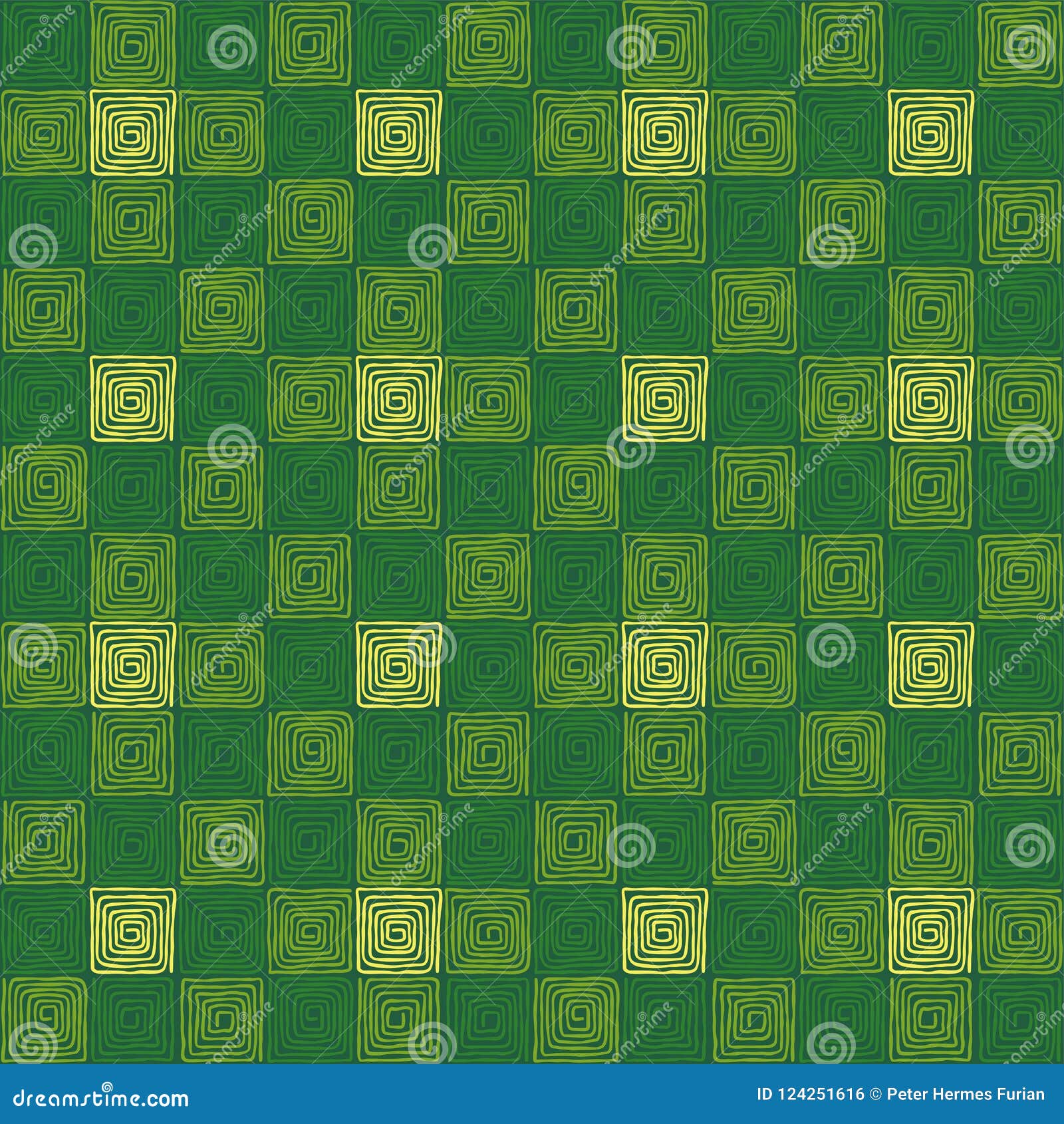 Green Colored Seamless Square Spiral Pattern Stock Vector ...