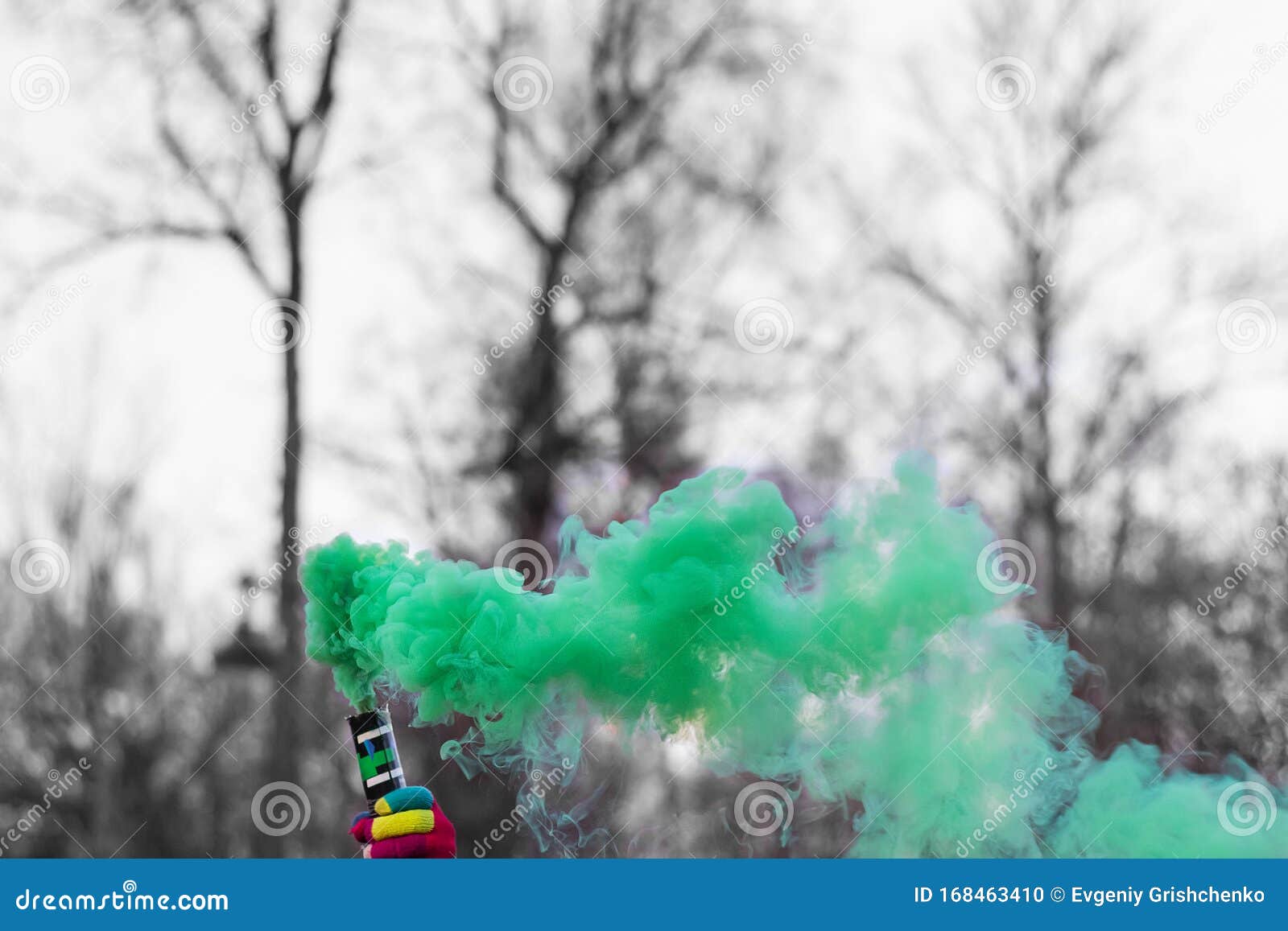 Green Colored Smoke Grenade in Hand Child Stock Photo - Image of hand ...