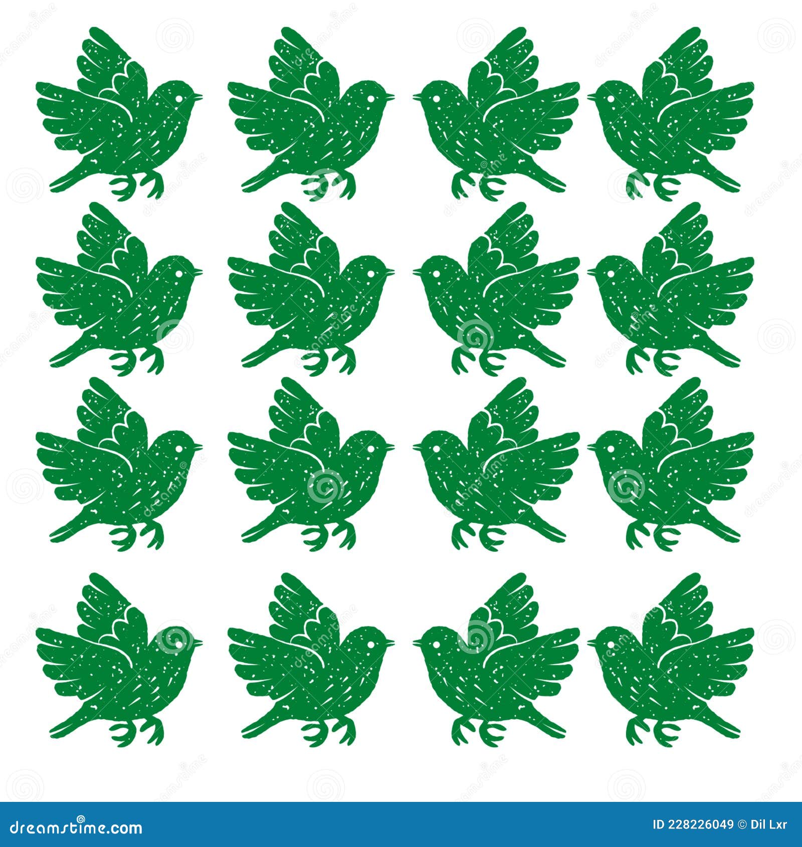 Green Colour Birds Illustration Pattern Design Stock Illustration ...