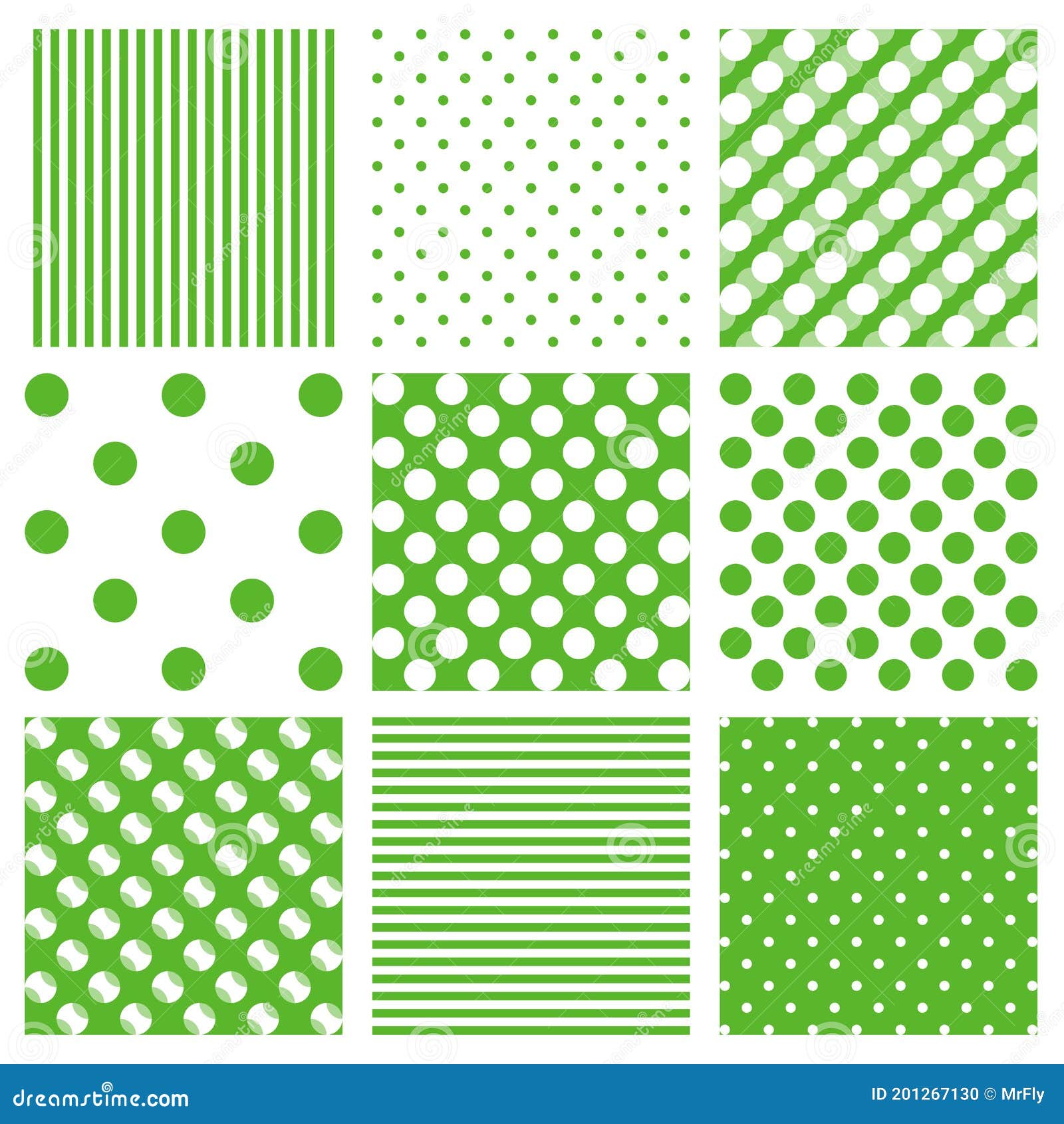 Green Colour 9 Different Patterns Set, Vector Illustration Stock Vector ...
