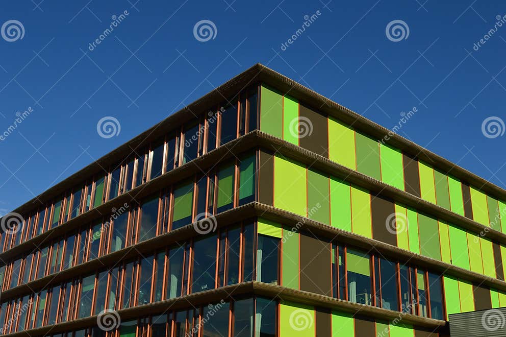 Green Coloured Modern Building Stock Image - Image of regularity ...