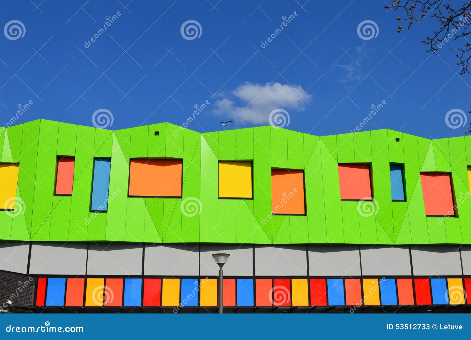 Green Coloured Modern Building Stock Image - Image of modern, brightly ...