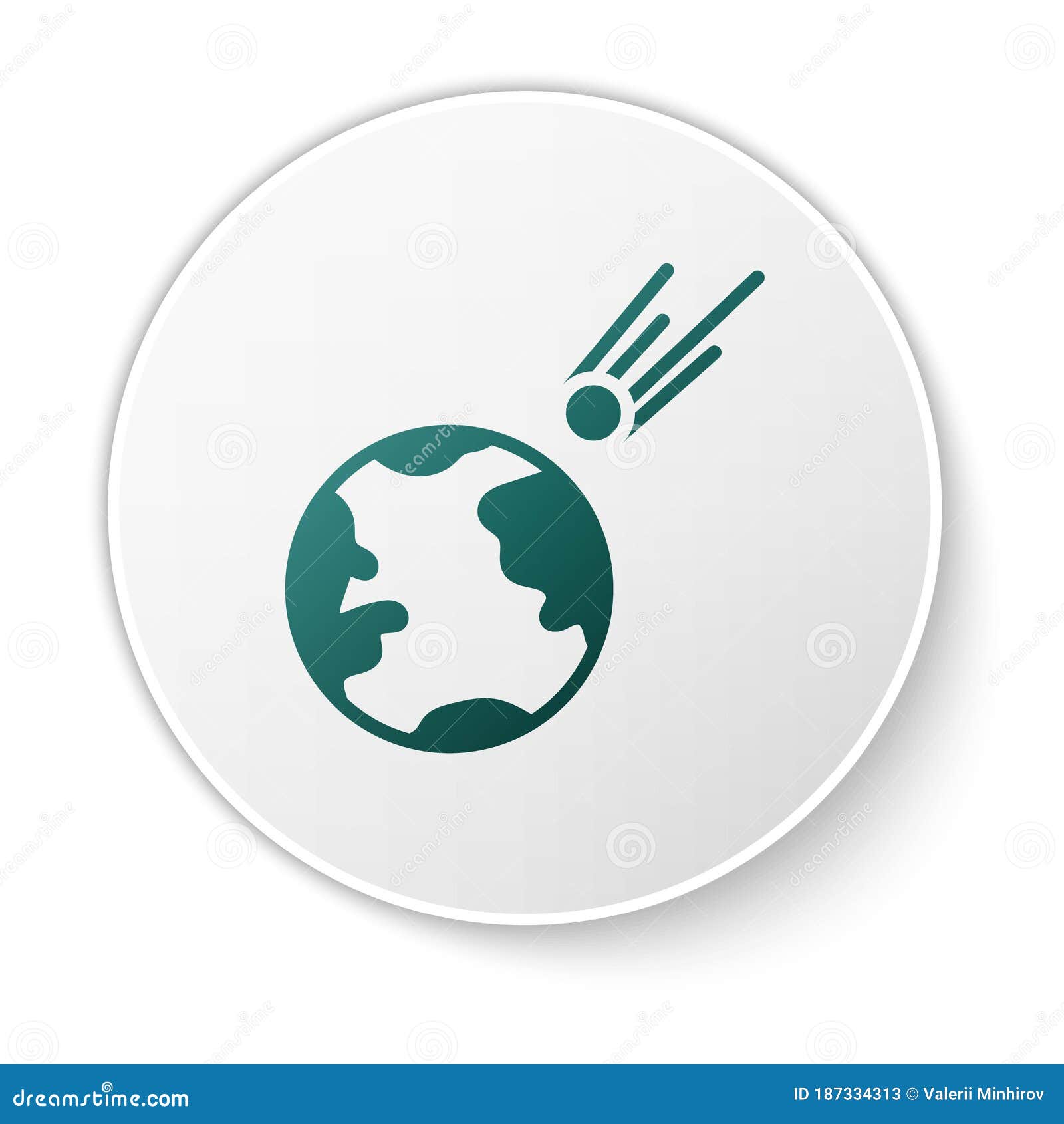 Green Comet Falling Down Fast Icon Isolated on White Background. White ...