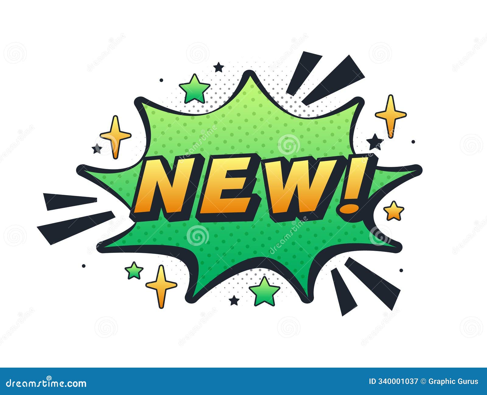 Green Comic Speech Bubble Announcing Something New. Stock Illustration ...