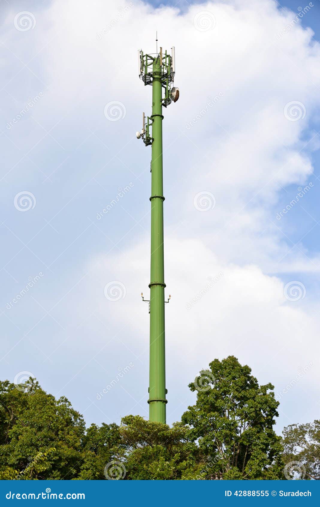 Green communication towers stock image. Image of platform - 42888555