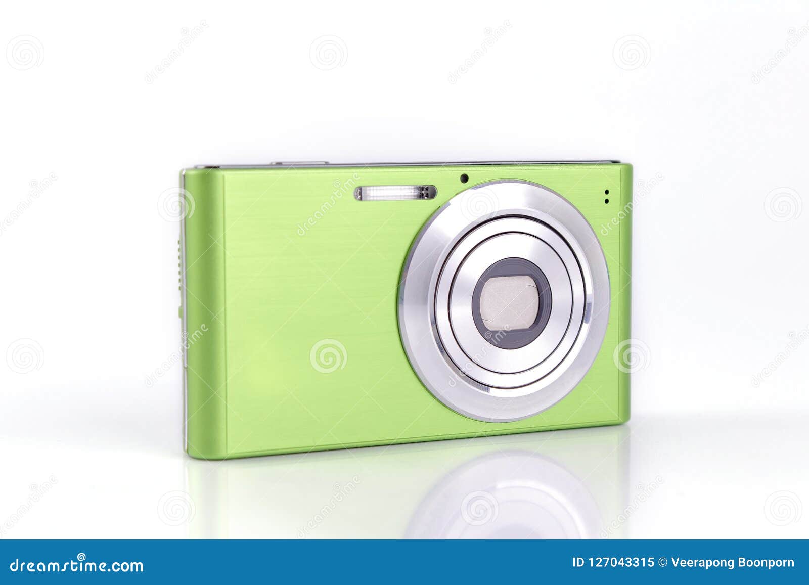 Green Compact Digital Camera Isolated on White Background Stock Image ...
