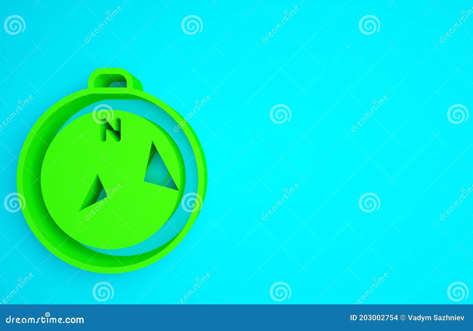 Green Compass Icon Isolated On Blue Background Windrose Navigation