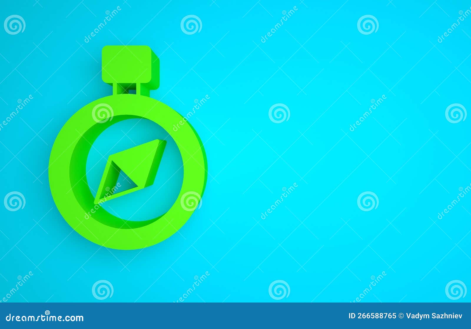 Green Compass Icon Isolated On Blue Background Windrose Navigation