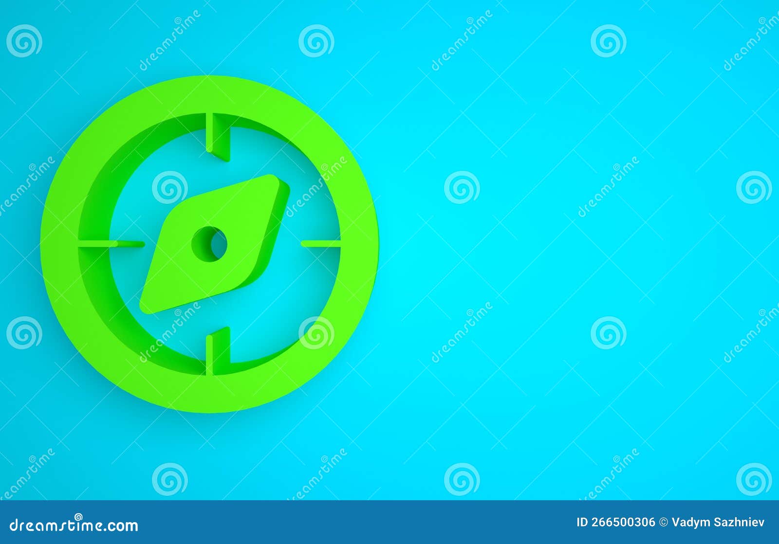 Green Compass Icon Isolated On Blue Background Windrose Navigation
