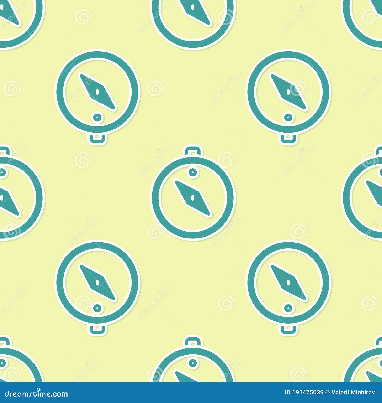 Green Compass Icon Isolated Seamless Pattern On Yellow Background