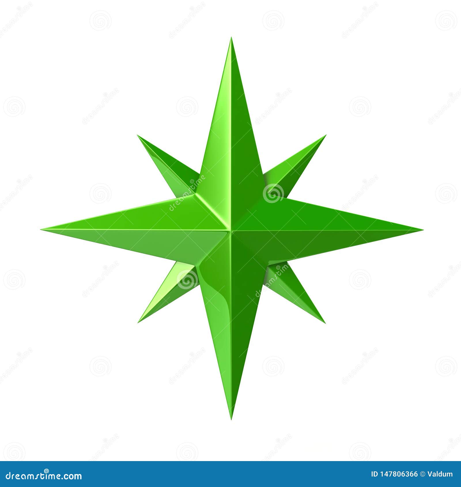Green Compass Rose 3d Illustration Stock Illustration - Illustration of ...