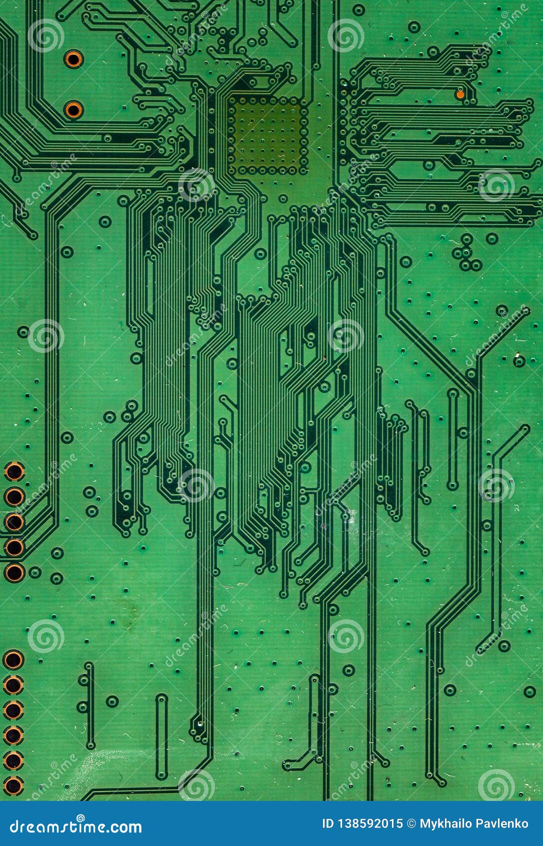 Green Computer Board with Different Electronics Elements. Texture Stock ...