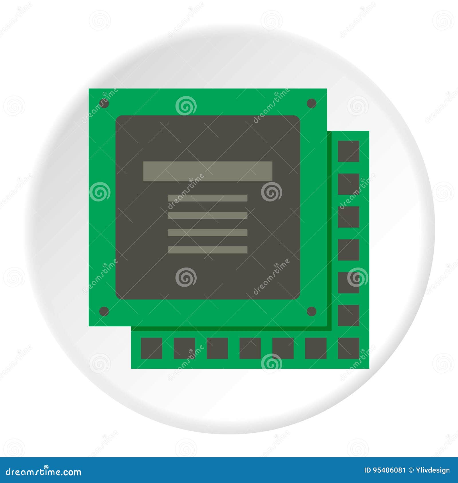 Green Computer CPU Processor Chip Icon Circle Stock Vector ...