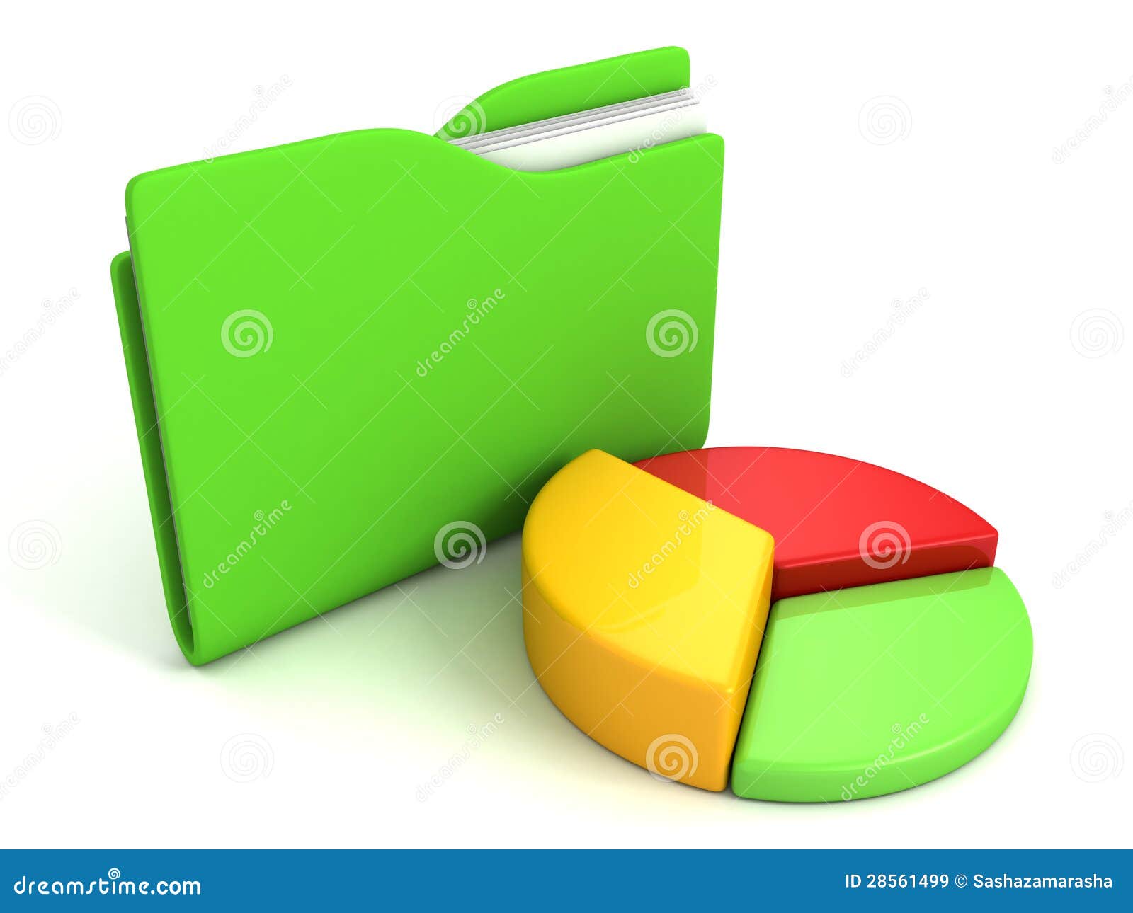Green Computer Folder Icon with Colorful Pie Chart Stock Illustration ...