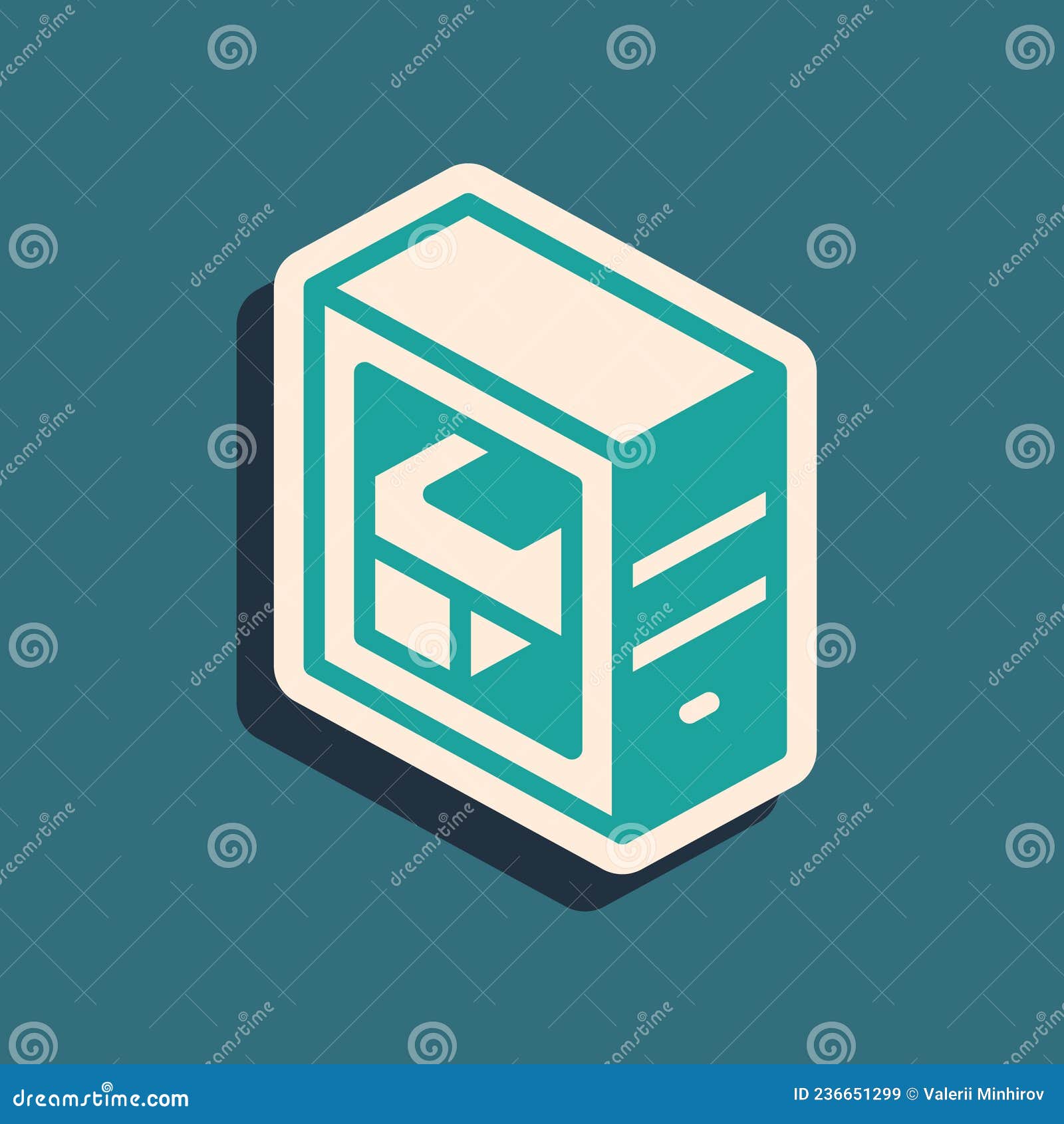 Green Computer Icon Isolated on Green Background. PC Component Sign ...